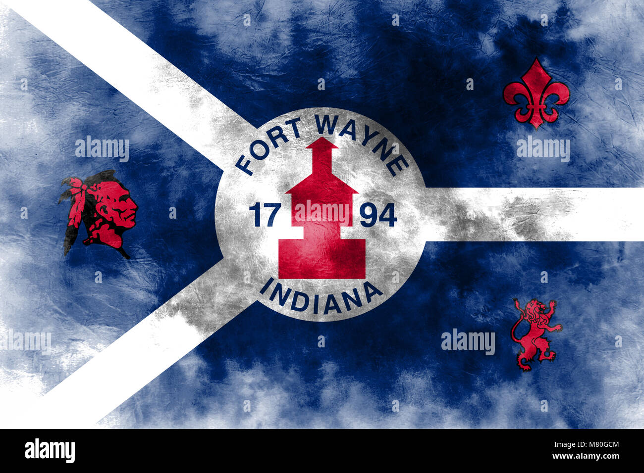 Fort Wayne city smoke flag, Indiana State, United States Of America ...