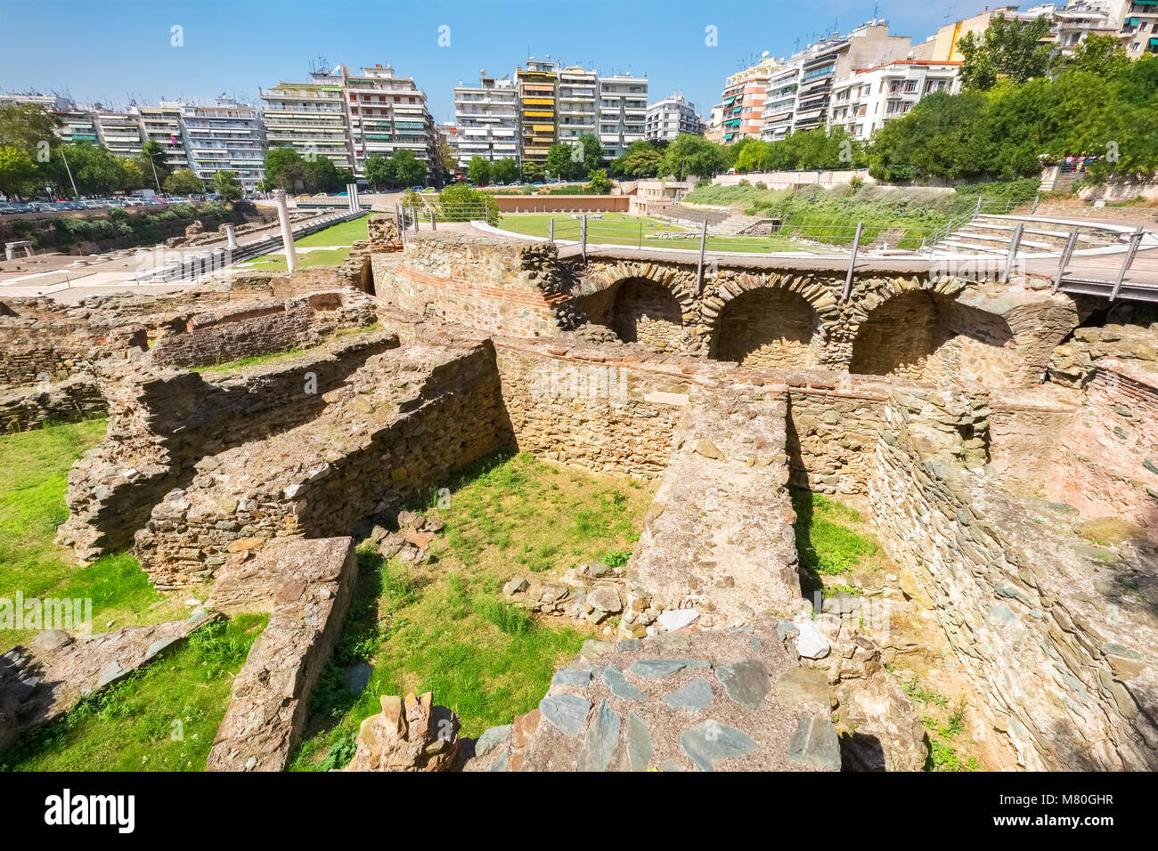 Ruins of ancient Greek Agora (later Roman Forum) in Thessaloniki ...