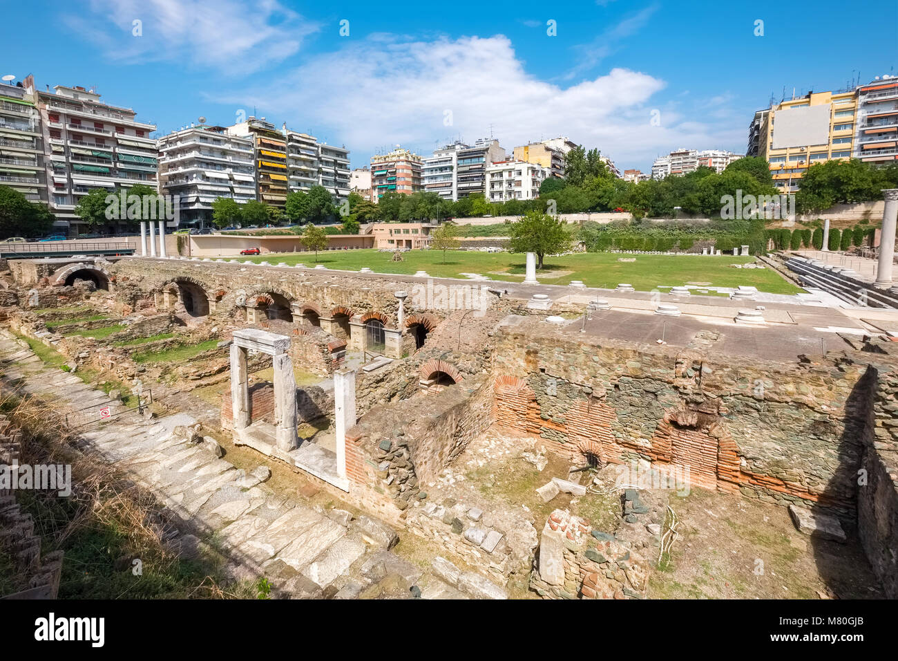 Ruins of ancient Greek Agora (later Roman Forum) in Thessaloniki ...