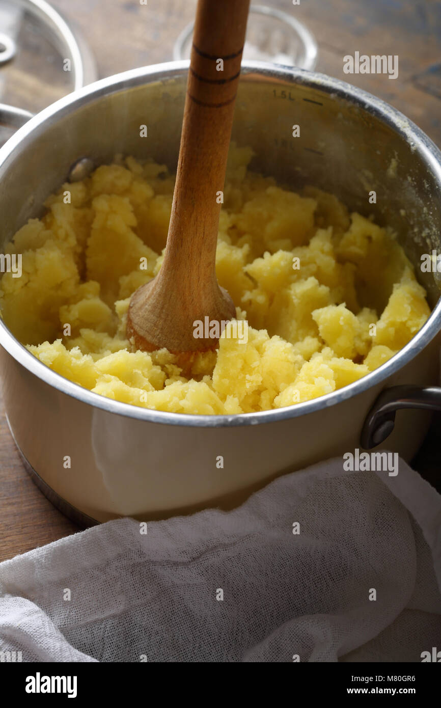 Cooking mashed potatoes, food closeup Stock Photo - Alamy