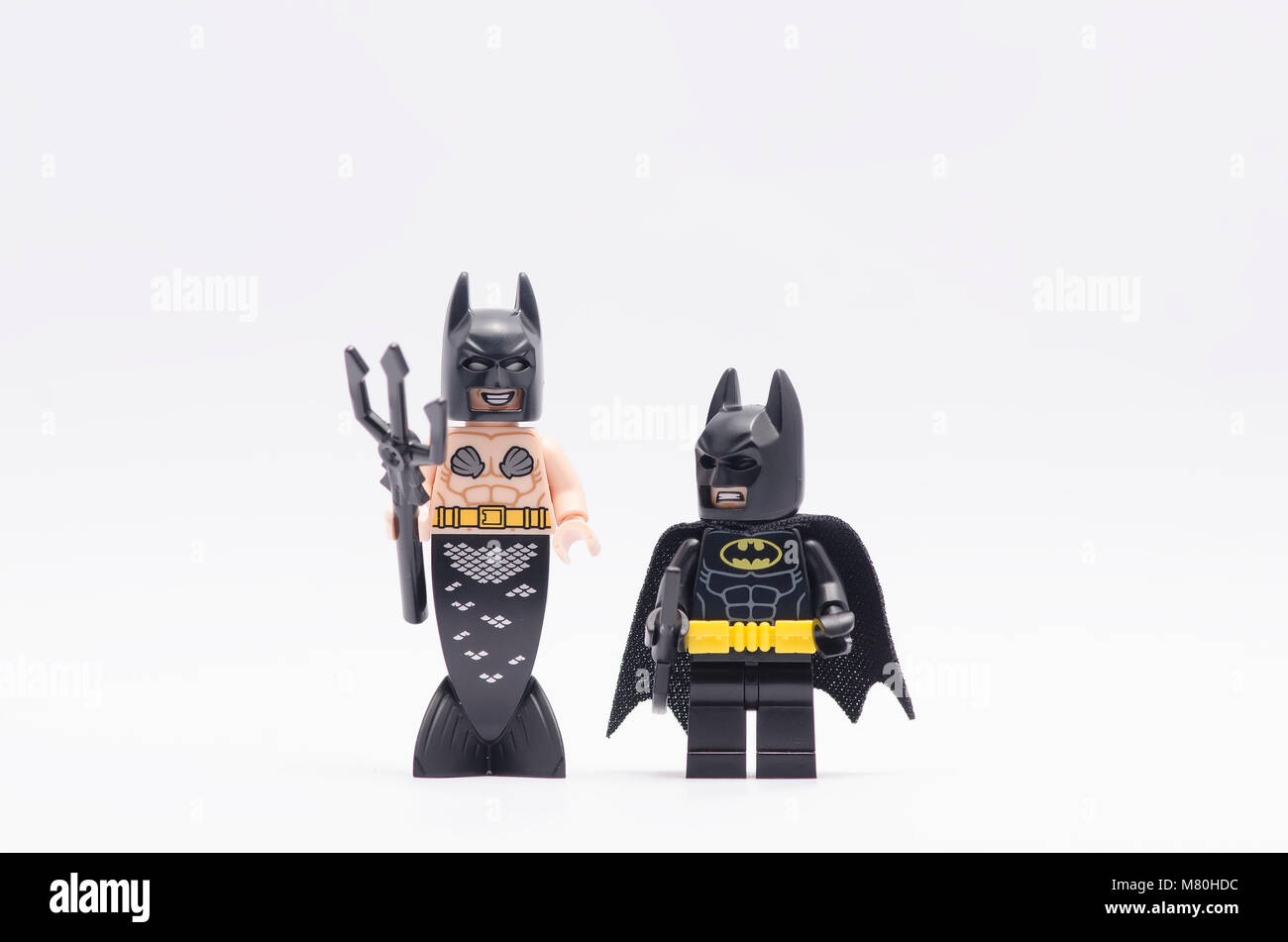 lego mermaid batman and batman minifigure. isolated on white background ...