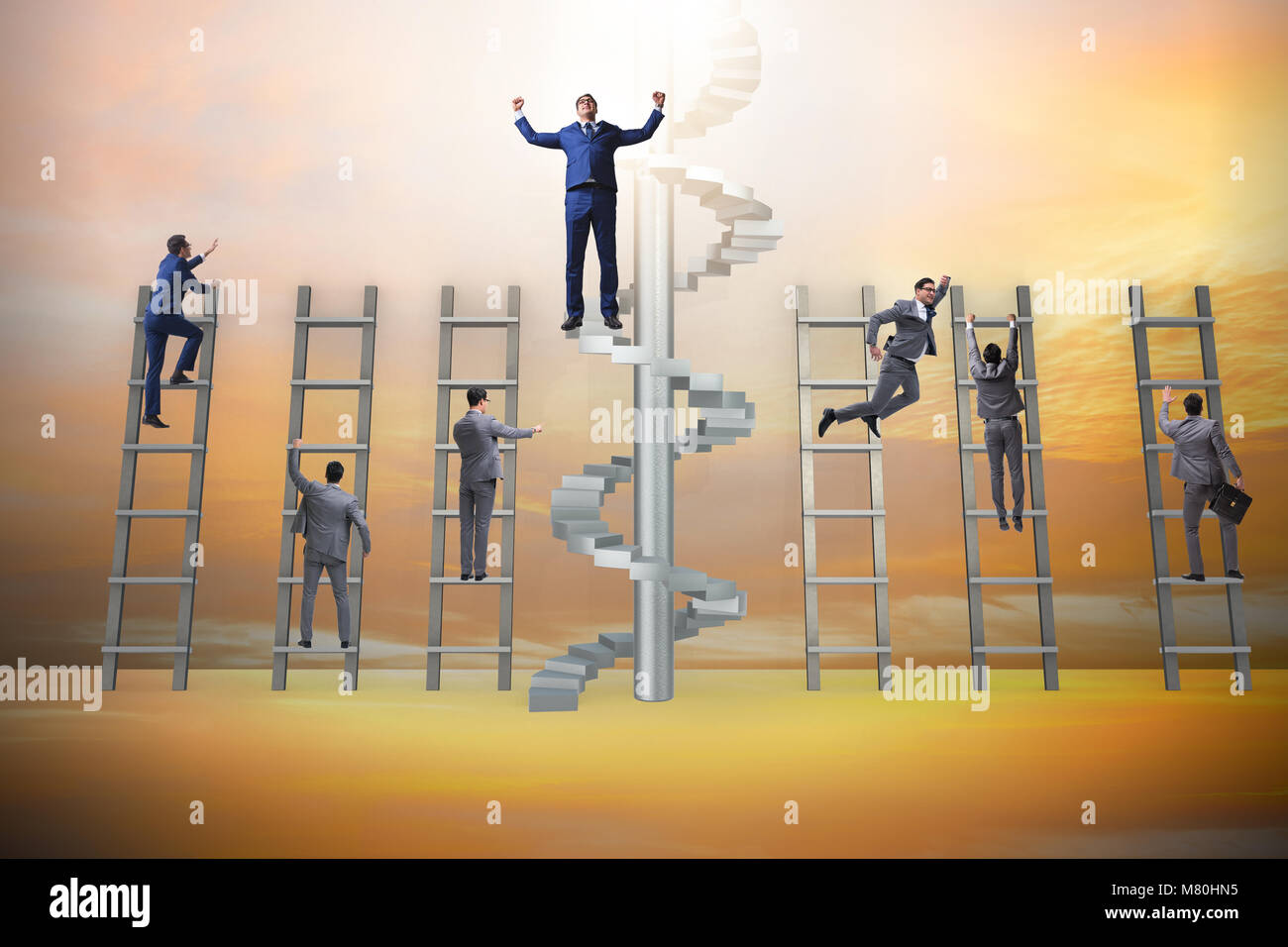 Competition concept with businessman beating competitors Stock Photo ...