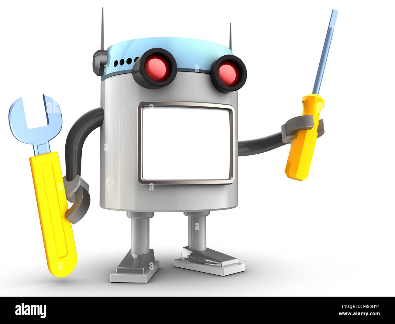 3d illustration of robot with repair tools over white background Stock ...