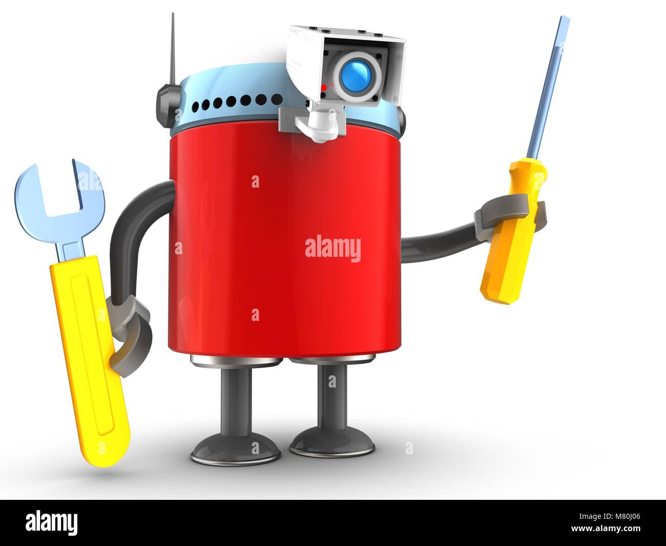 3d illustration of robot with repair tools over white background Stock ...