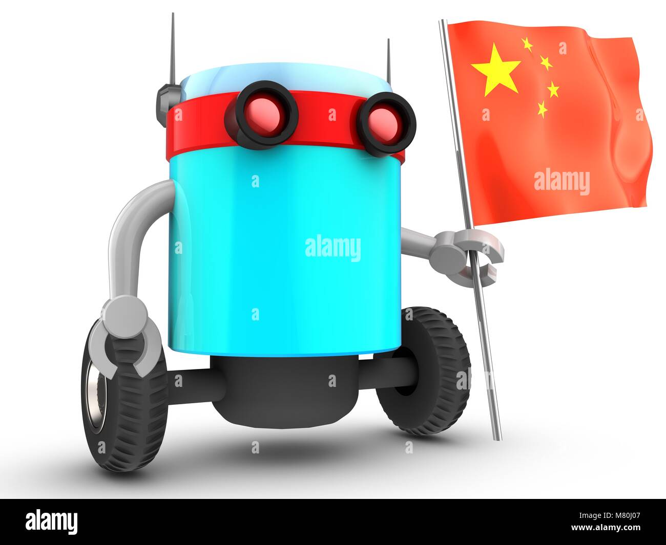 3d illustration of robot with china flag over white background Stock ...