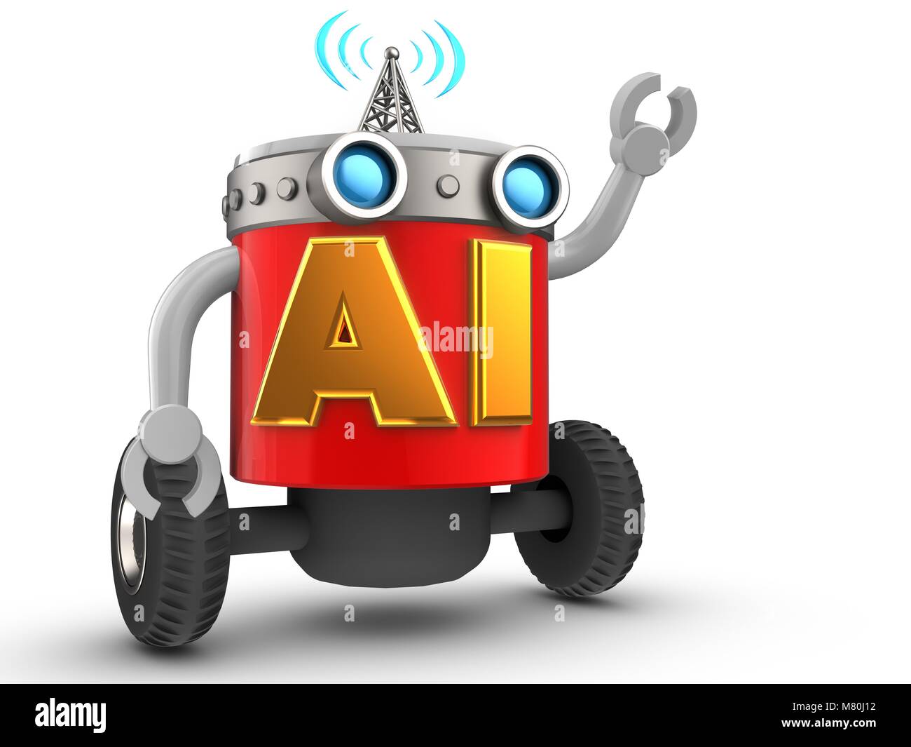 3d illustration of robot with over white background Stock Photo - Alamy