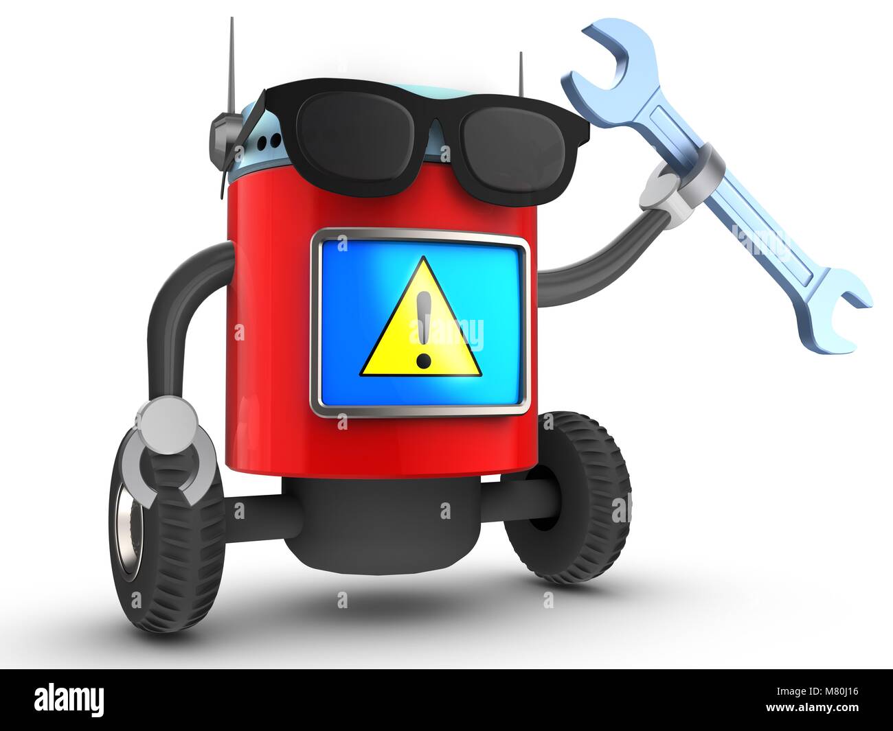 3d illustration of robot with wrench over white background Stock Photo ...