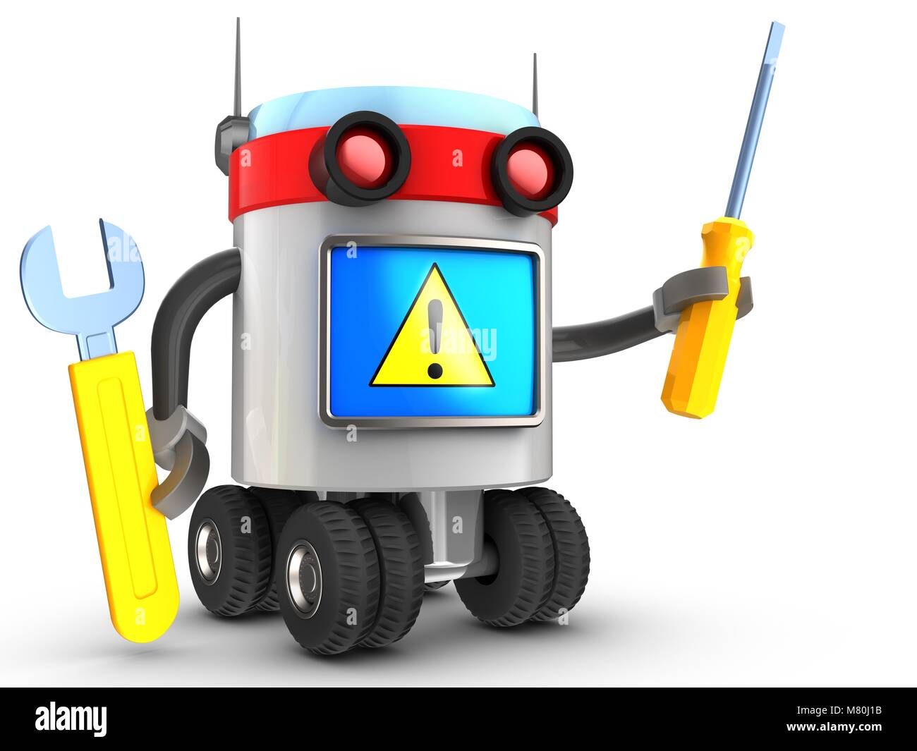 3d illustration of robot with repair tools over white background Stock ...