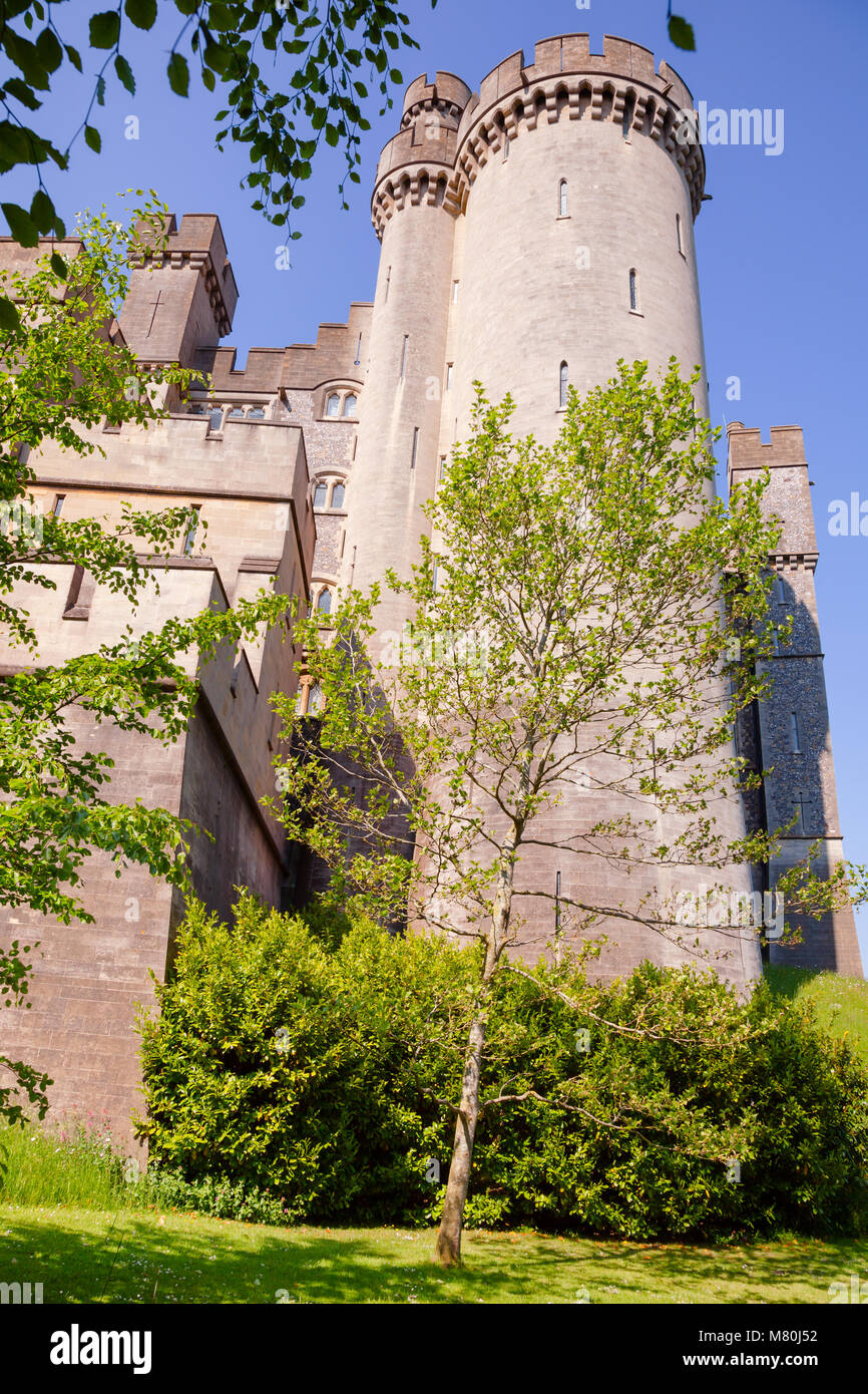Restored and remodelled medieval motte-and-bailey castle in Arundel ...