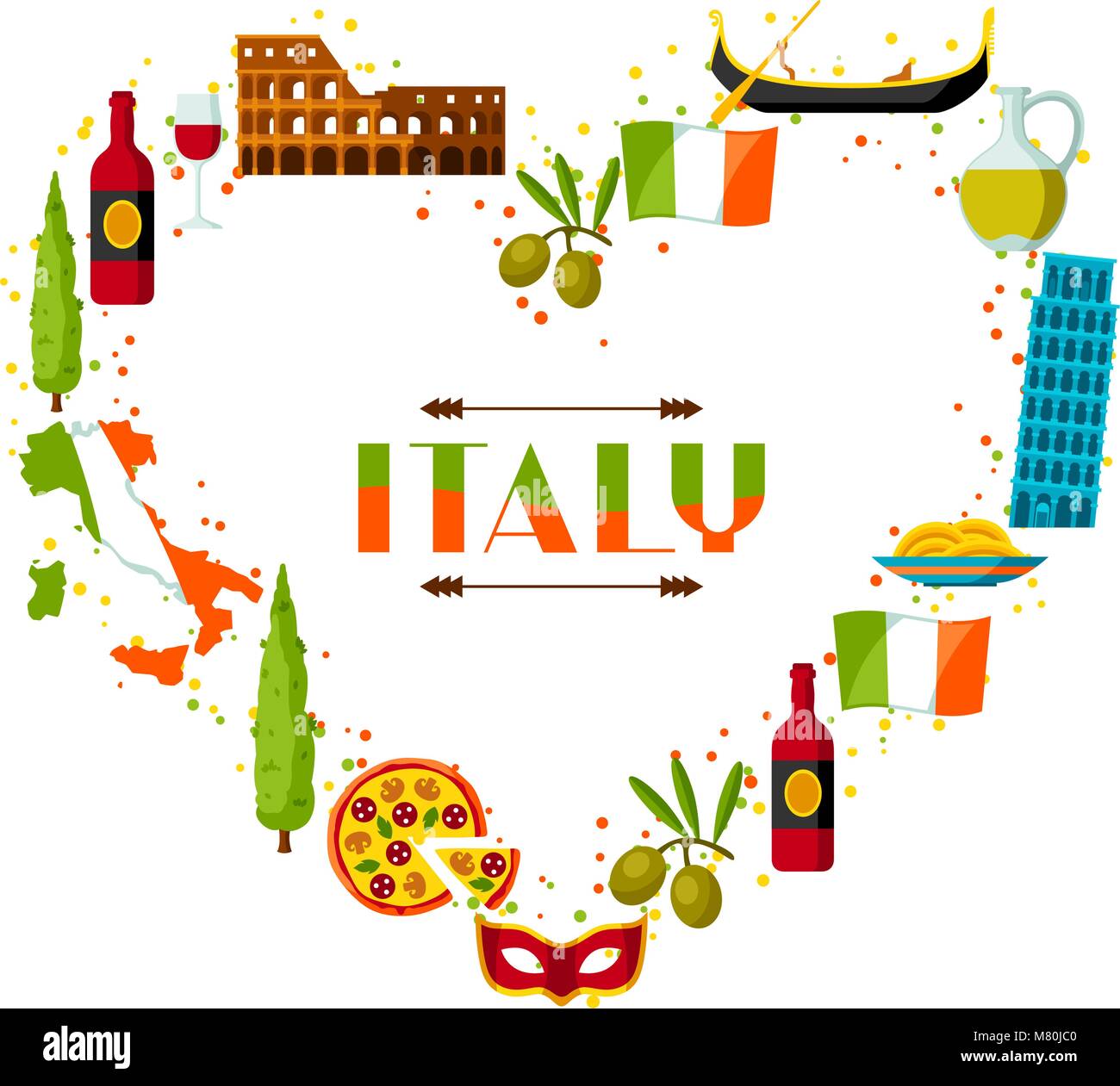 Italy background design. Italian symbols and objects Stock Vector Image ...