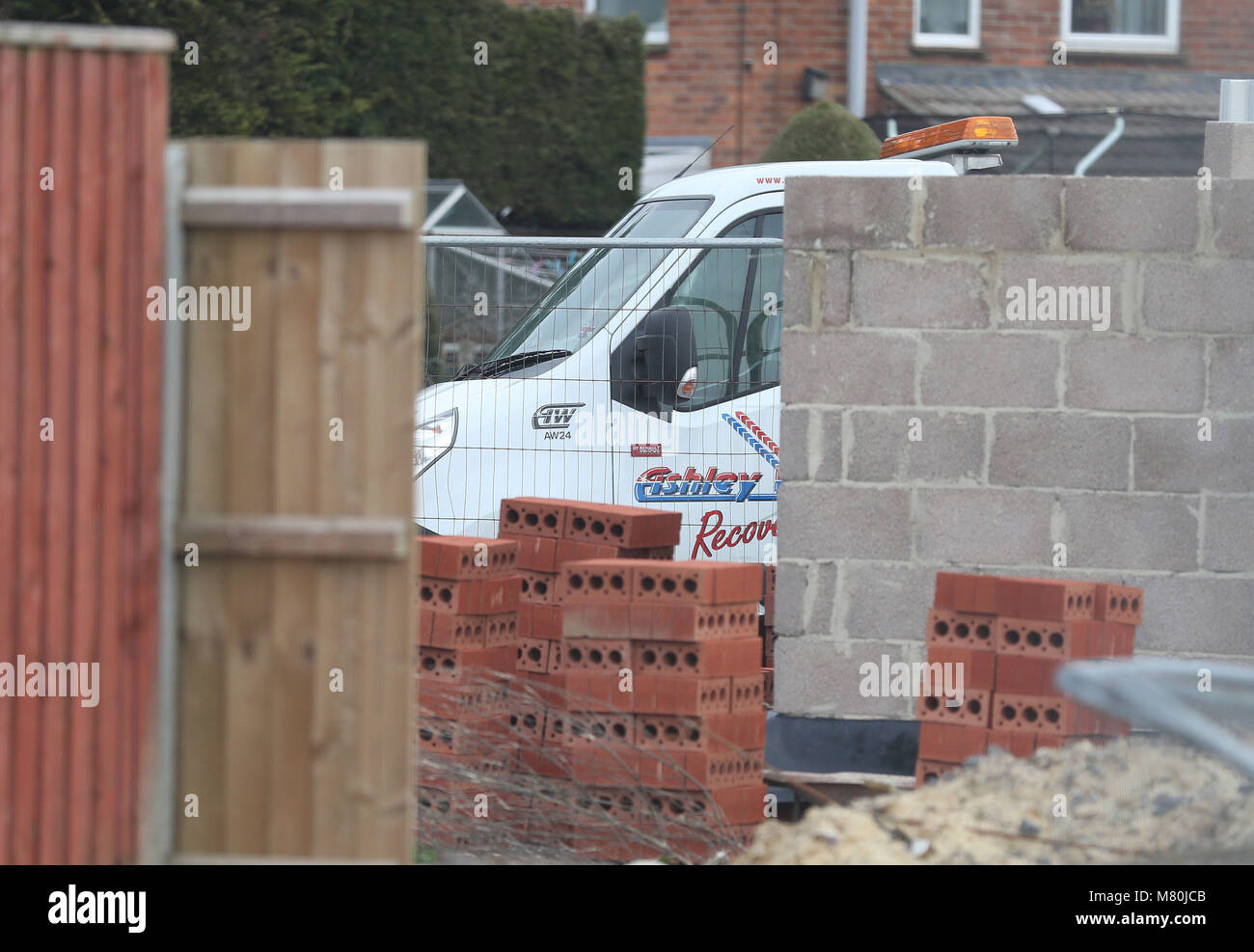 An Ashley Wood recovery vehicle inside a cordoned off area in Hyde Road ...