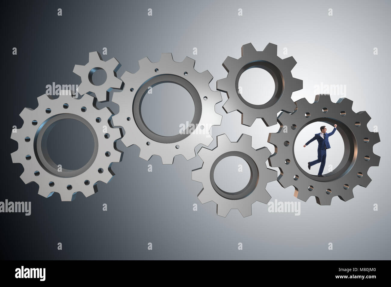 Teamwork concept with cogwheels and business people Stock Photo - Alamy