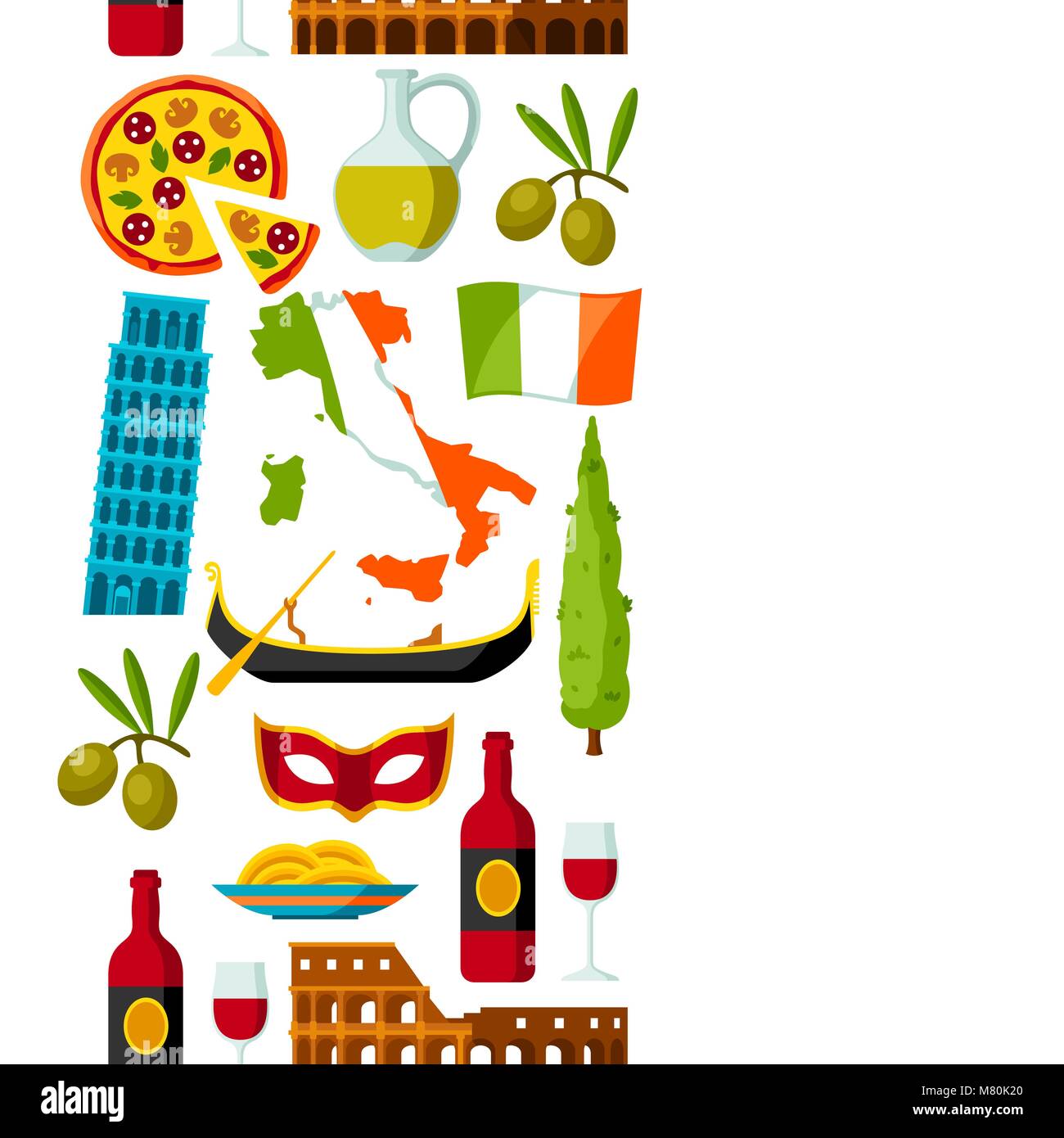 Italy seamless pattern. Italian symbols and objects Stock Vector Image ...