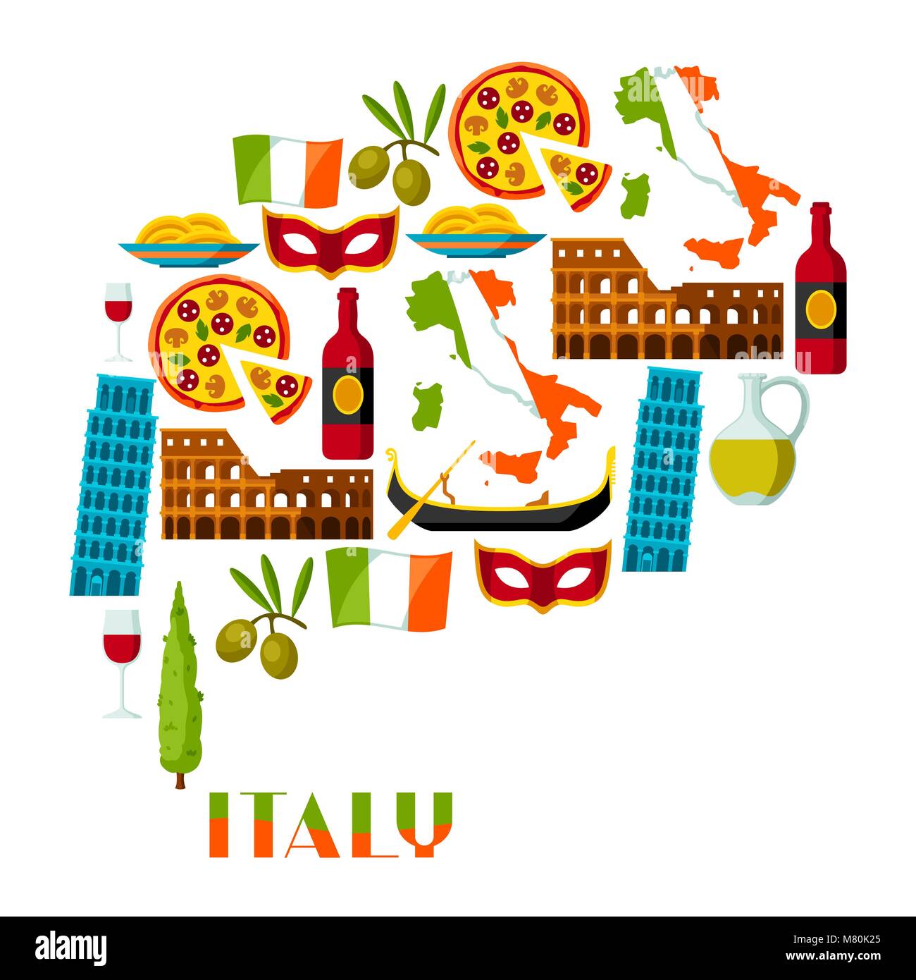 Italy background design. Italian symbols and objects Stock Vector Image ...