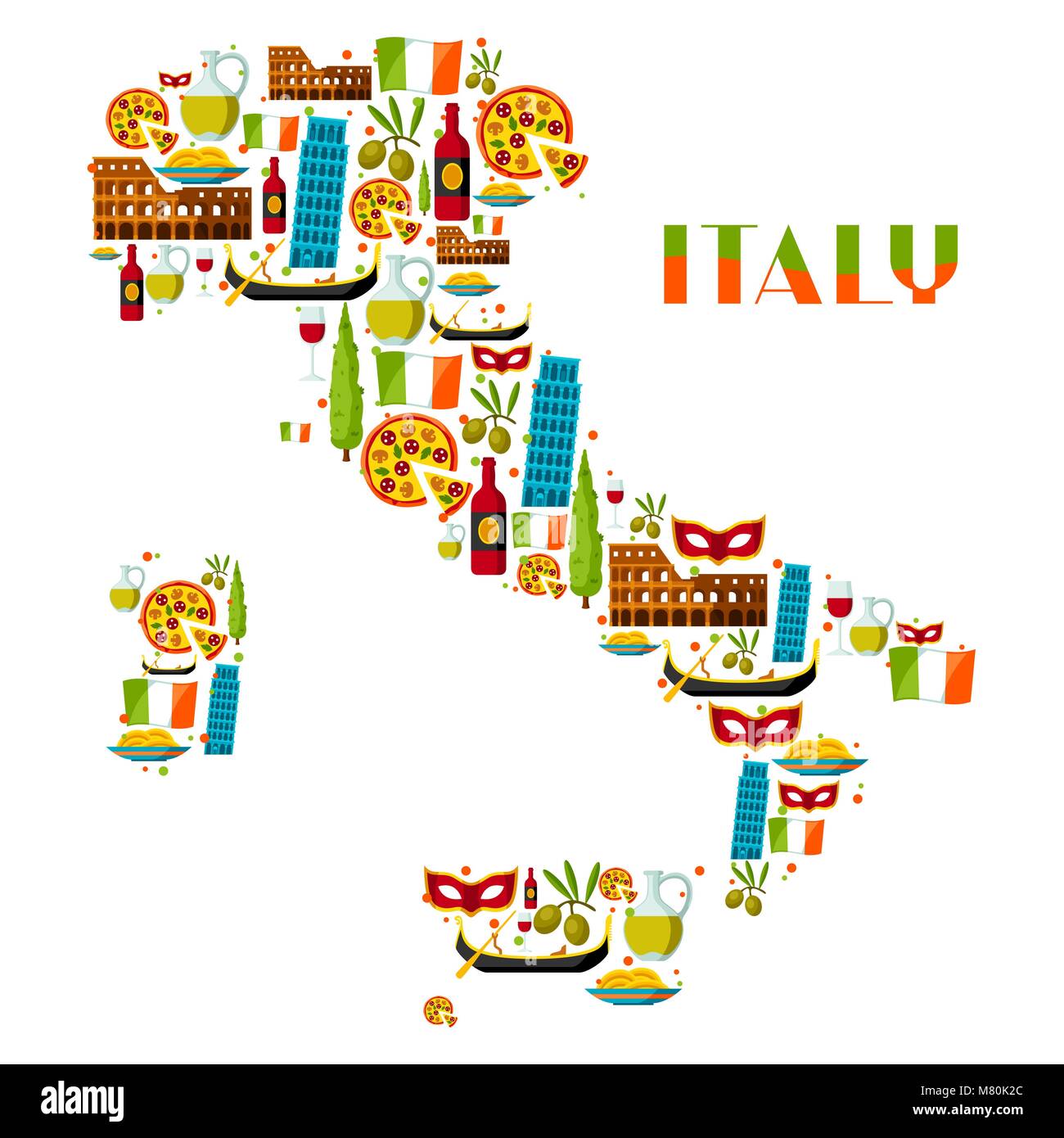 Italy background design. Italian symbols and objects Stock Vector Image ...