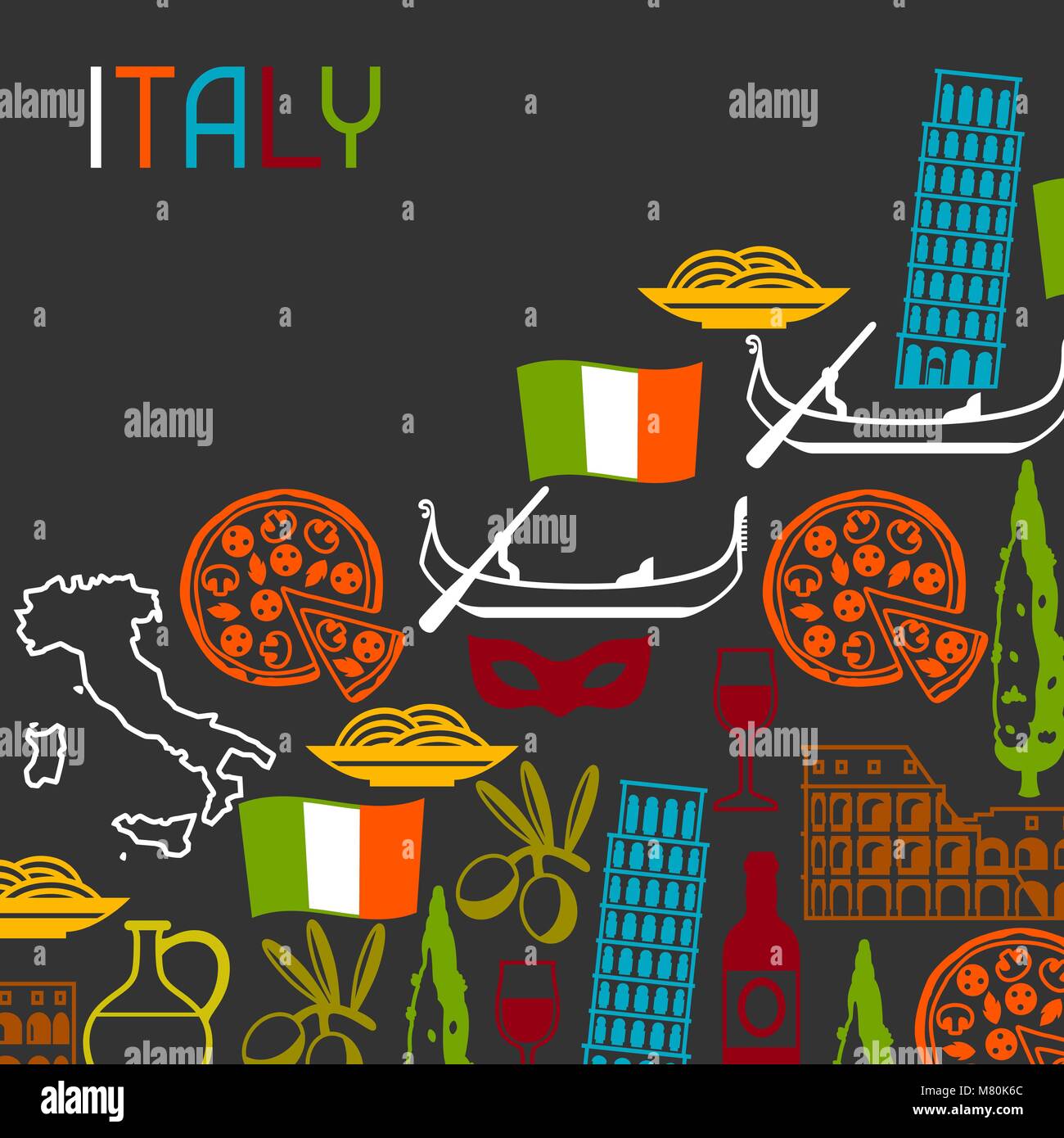 Italy background design. Italian symbols and objects Stock Vector Image ...