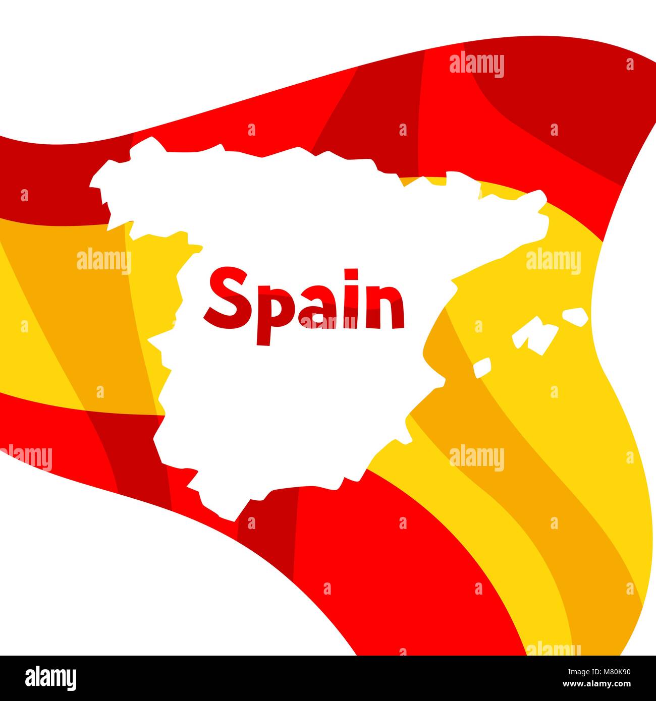 Background with flag and map of Spain. Spanish traditional symbols and ...