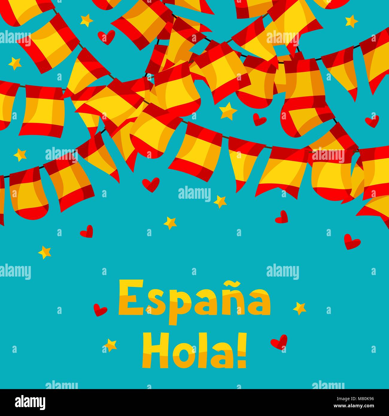 Celebration background with garlands waving Spanish flags Stock Vector ...