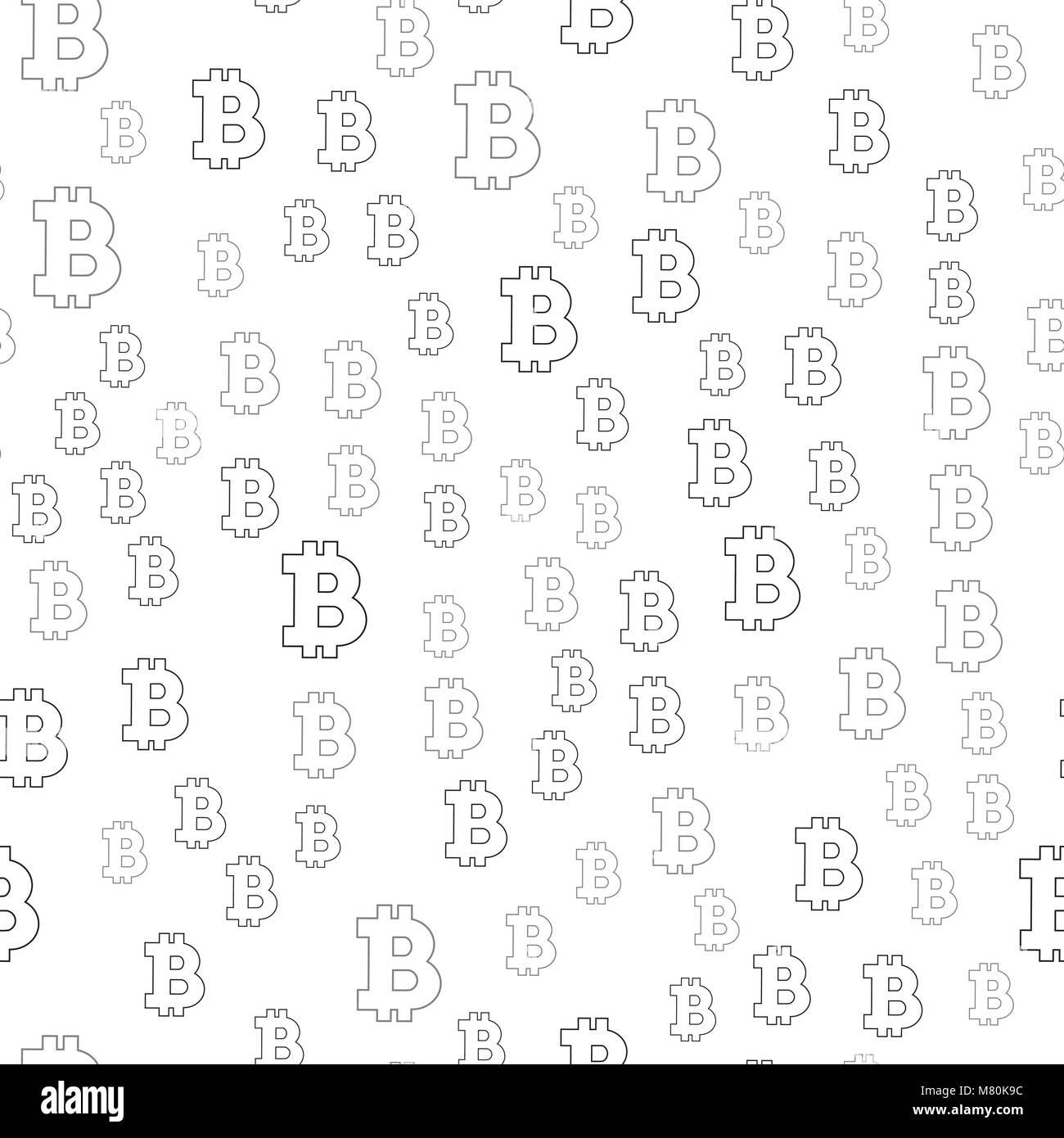 Seamless pattern sign Bitcoin. Black on a white background Stock Vector ...