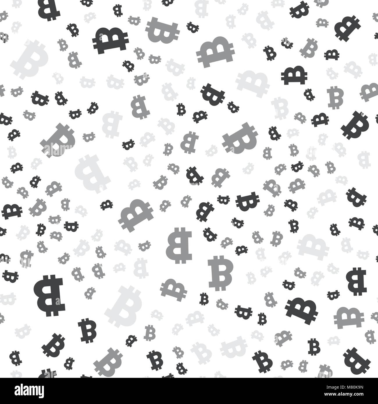 Seamless pattern sign Bitcoin. Black on a white background Stock Vector ...