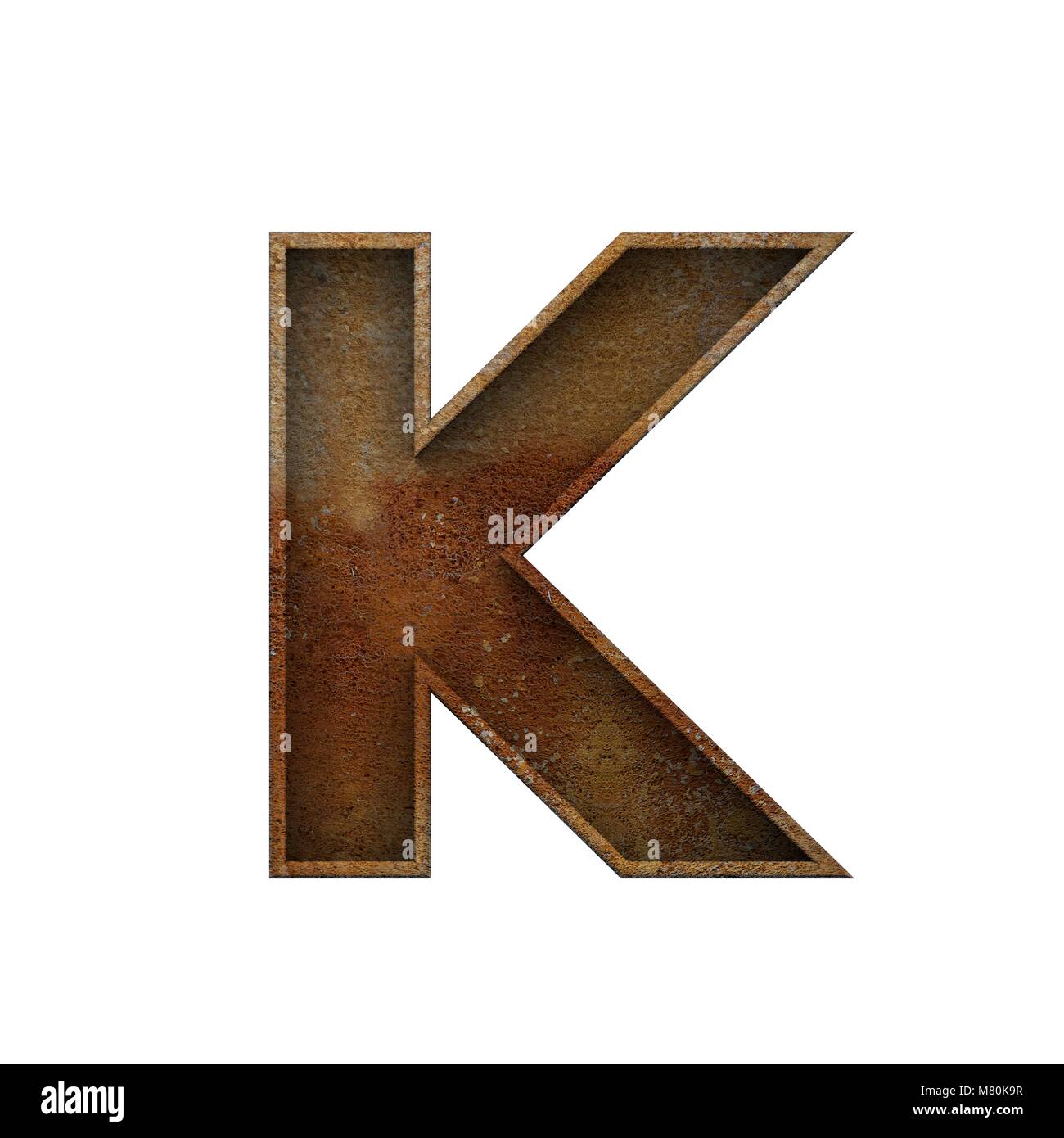 Letter K grunge rusted font. 3D Rendering Stock Photo - Alamy