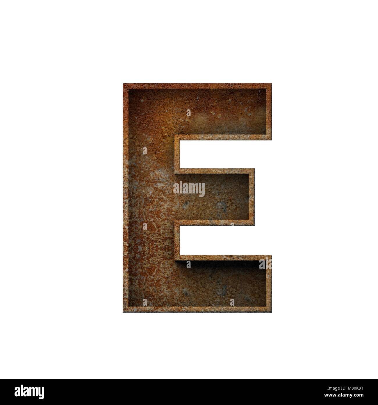 Letter E grunge rusted font. 3D Rendering Stock Photo - Alamy