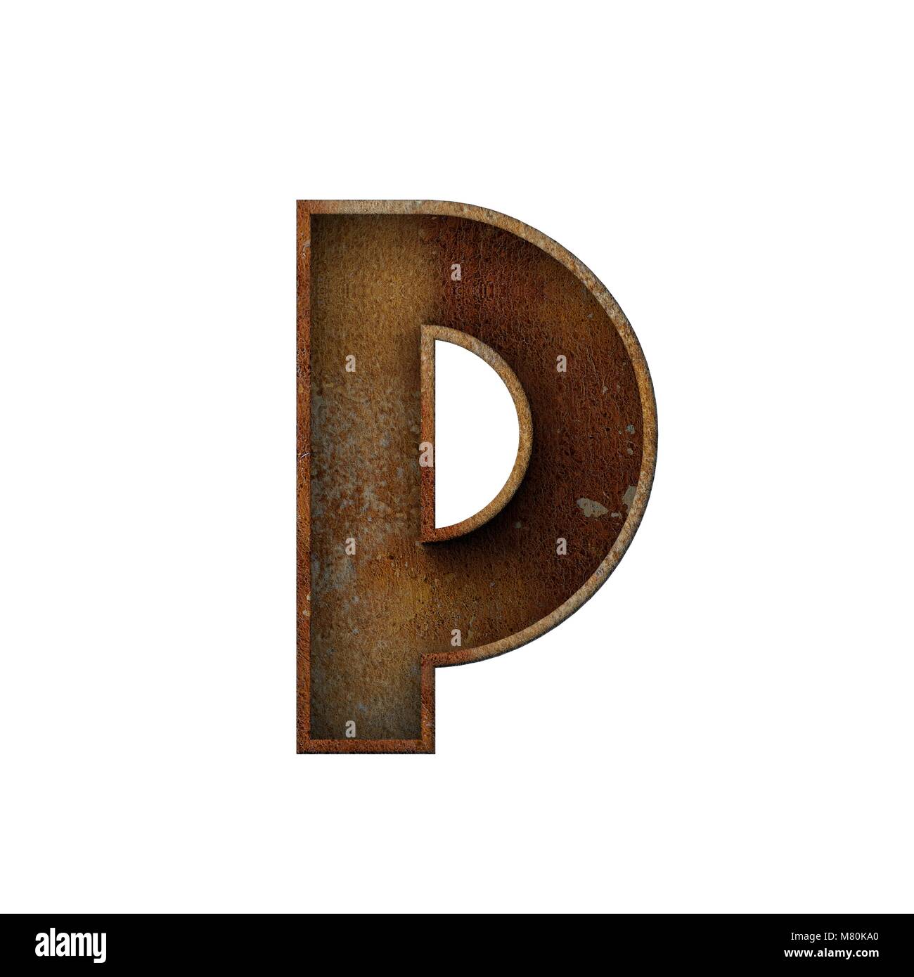 Letter P grunge rusted font. 3D Rendering Stock Photo - Alamy