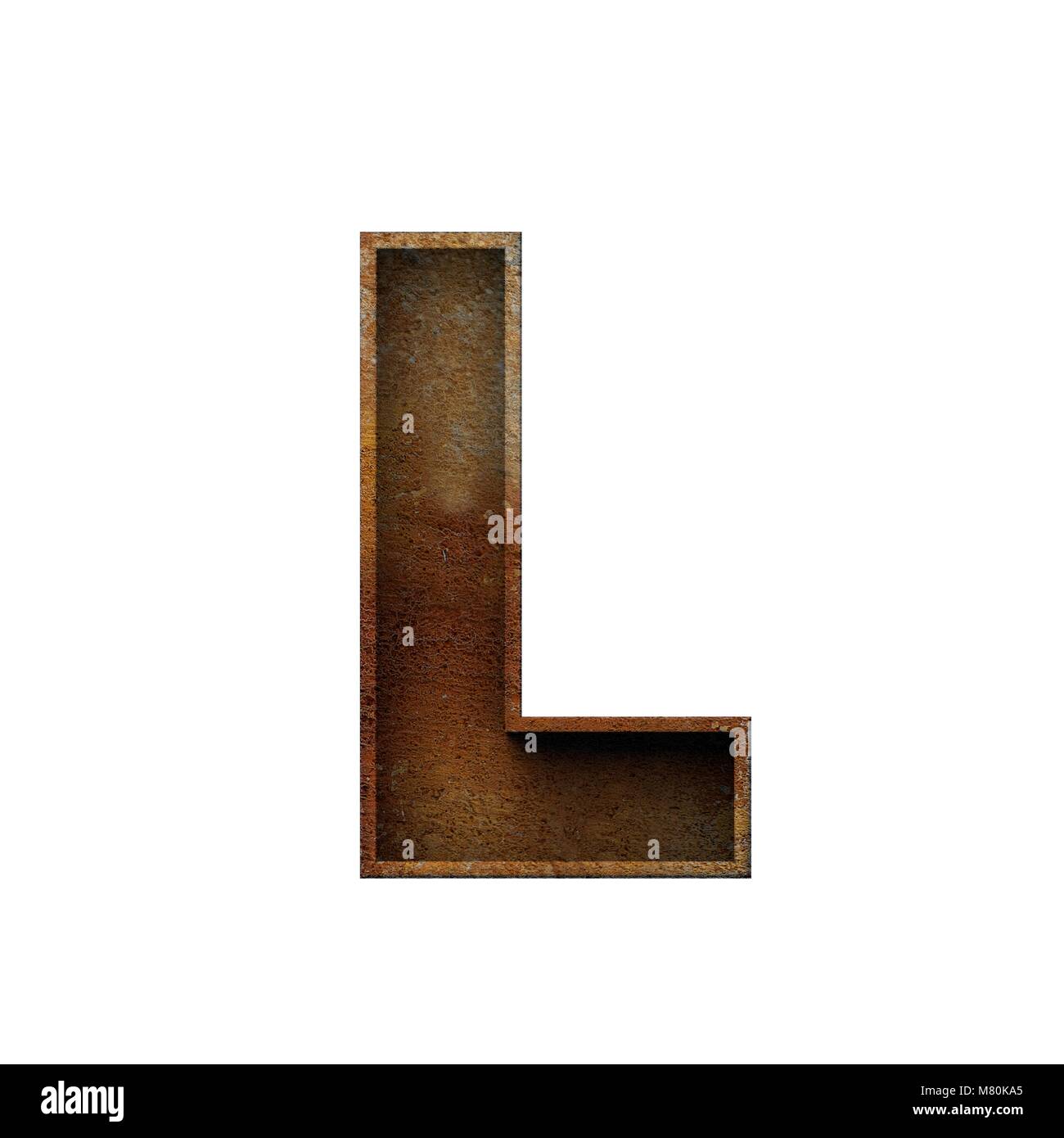 Letter L grunge rusted font. 3D Rendering Stock Photo - Alamy