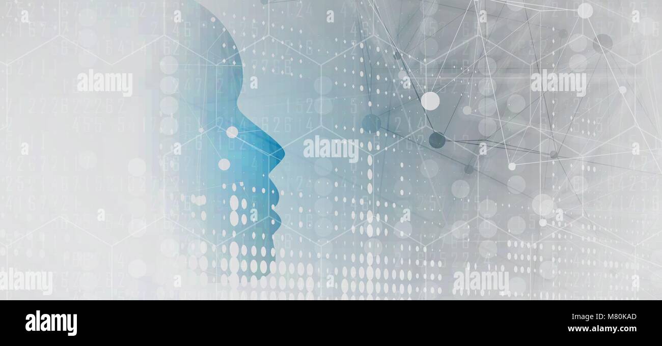Abstract Artificial intelligence. Technology web background. Virtual ...