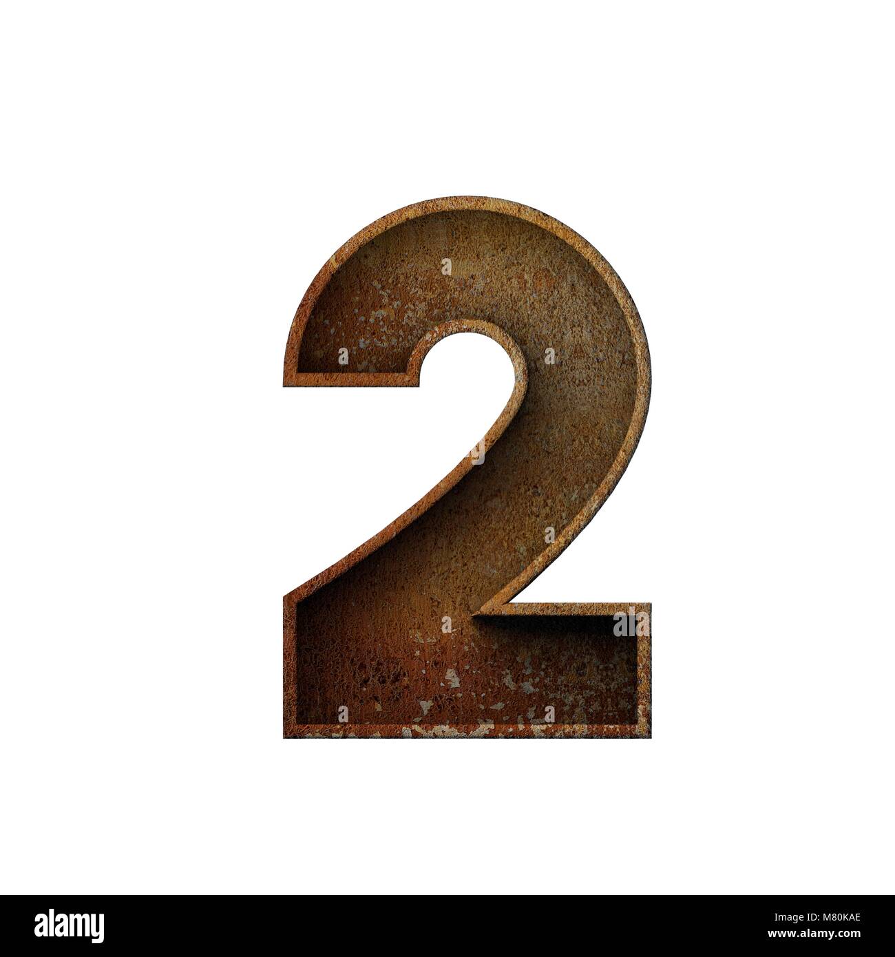Number 2 grunge rusted font. 3D Rendering Stock Photo - Alamy