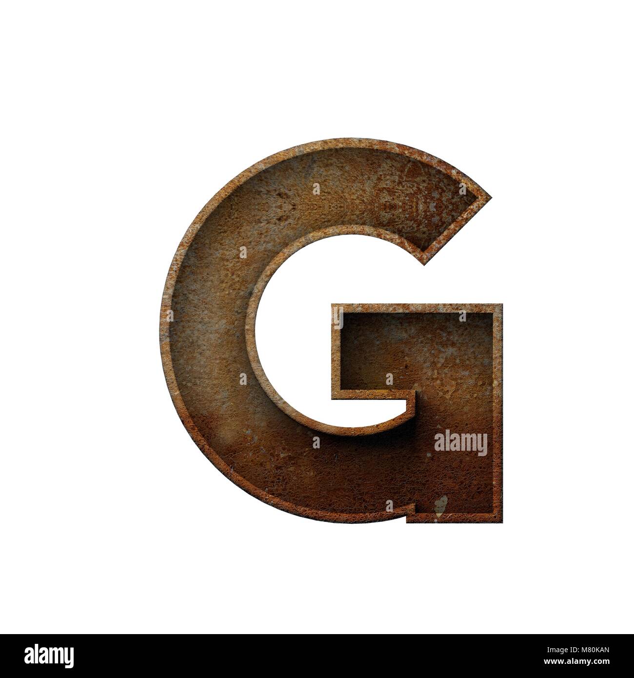 Letter G grunge rusted font. 3D Rendering Stock Photo - Alamy