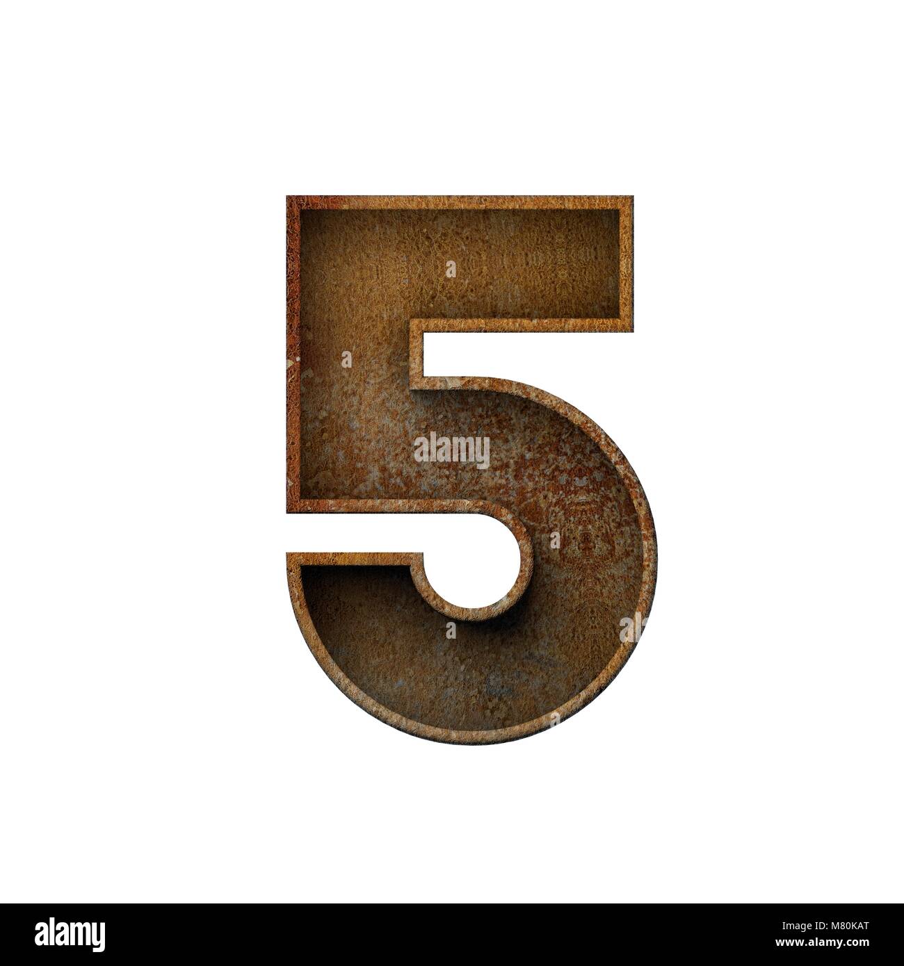 Number 5 grunge rusted font. 3D Rendering Stock Photo - Alamy