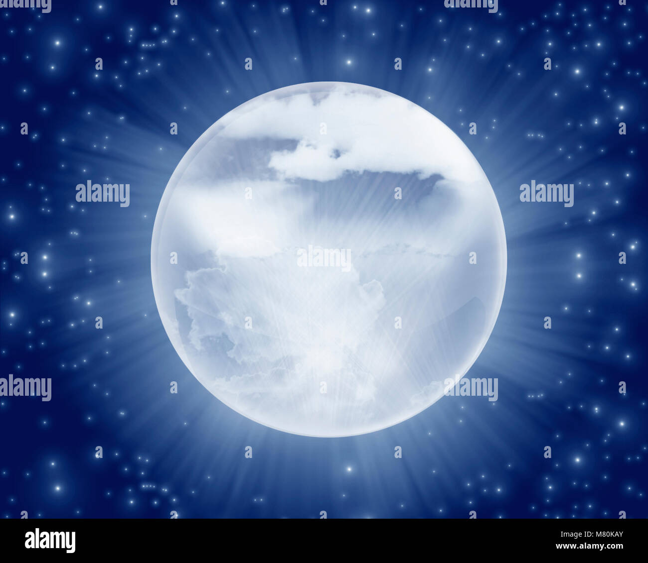 a shining globe in the dark blue universe Stock Photo - Alamy