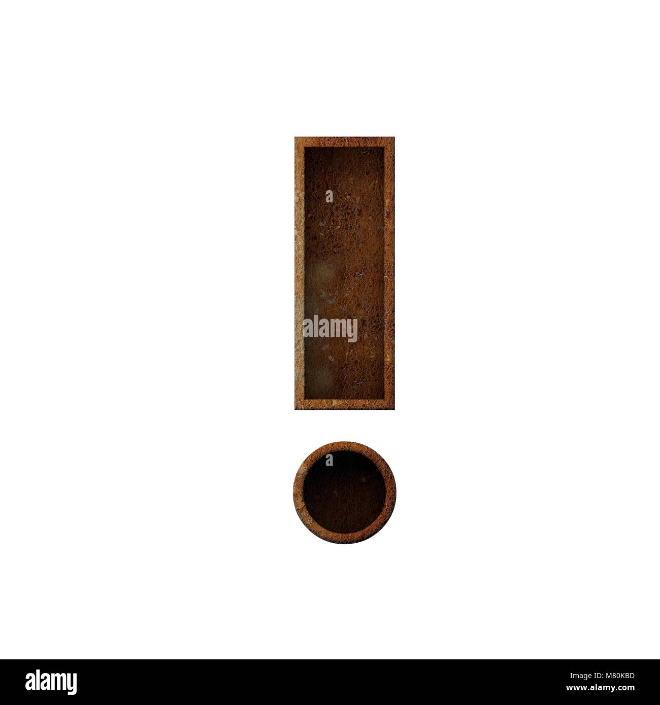 Exclaimation mark grunge rusted font. 3D Rendering Stock Photo - Alamy