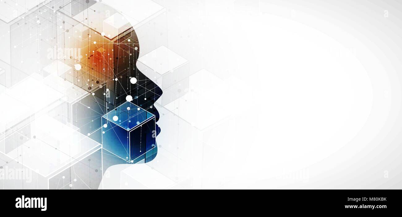 Abstract Artificial intelligence. Technology web background. Virtual ...