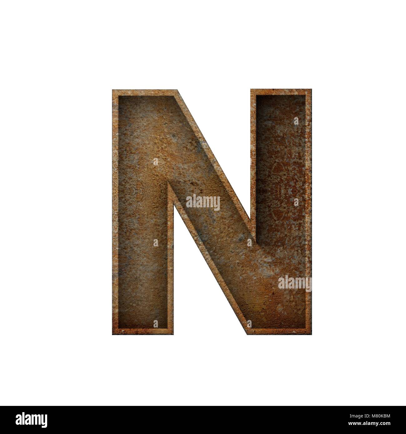 Letter N grunge rusted font. 3D Rendering Stock Photo - Alamy