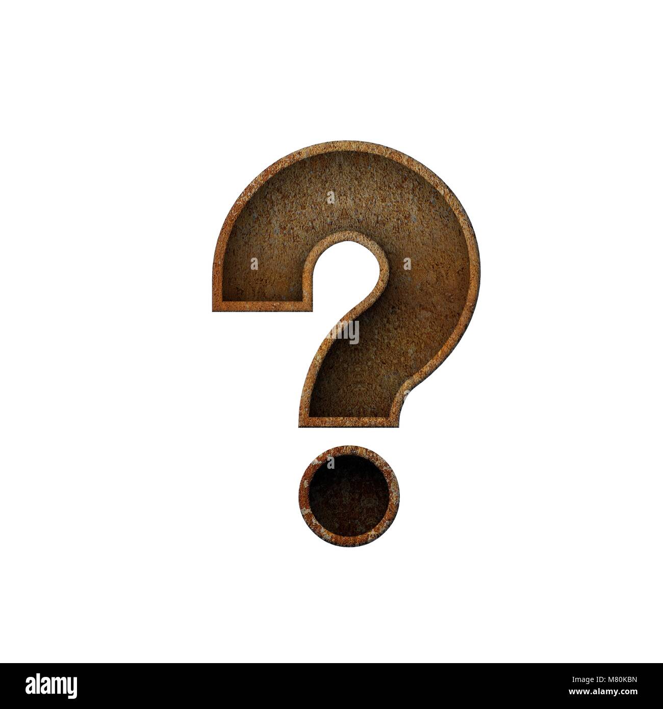 Question mark grunge rusted font. 3D Rendering Stock Photo - Alamy