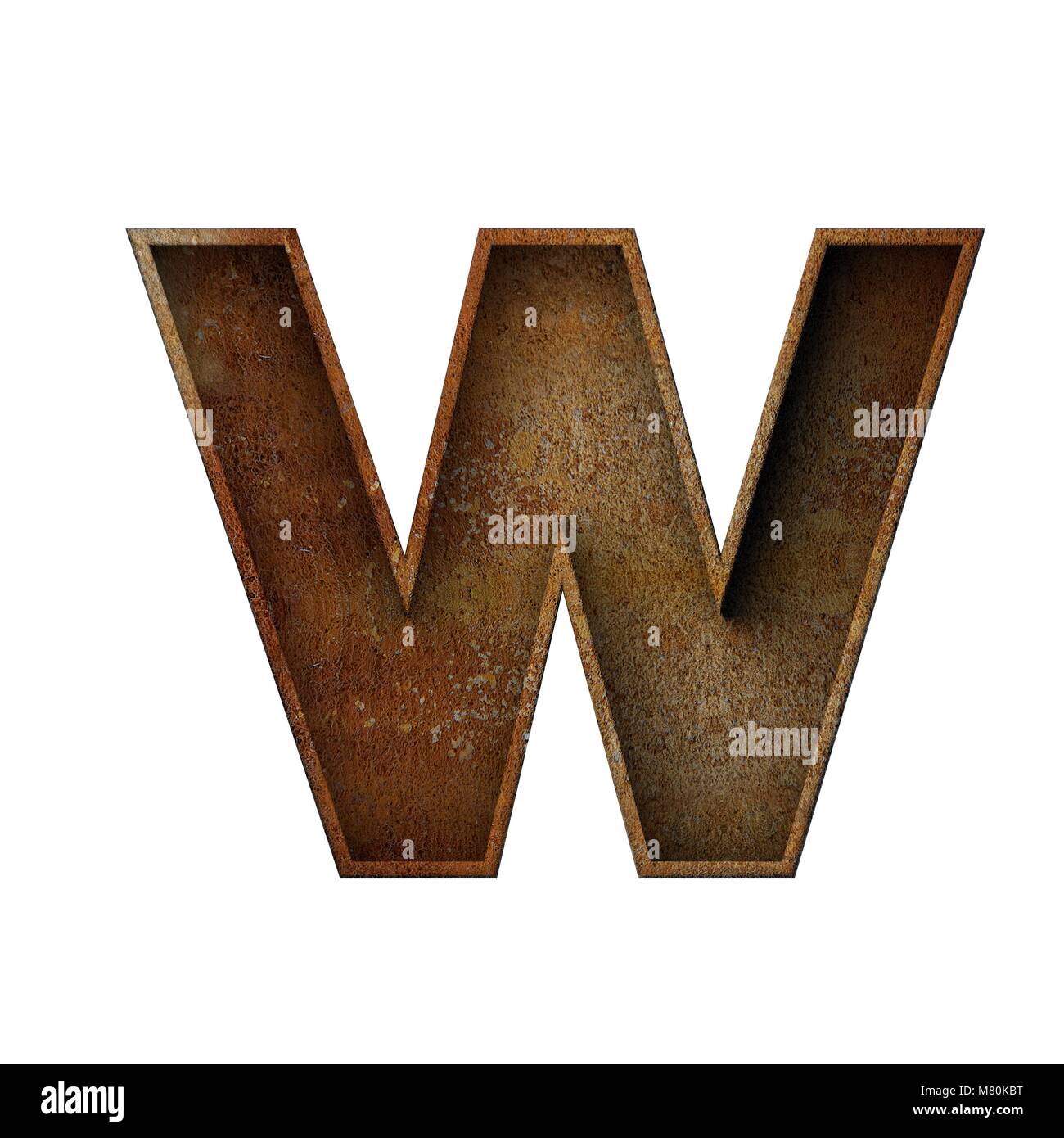 Letter W grunge rusted font. 3D Rendering Stock Photo - Alamy