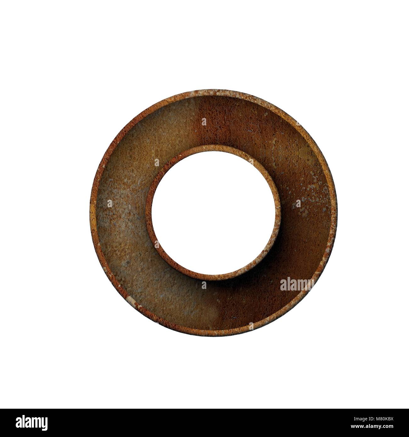 Letter O grunge rusted font. 3D Rendering Stock Photo - Alamy