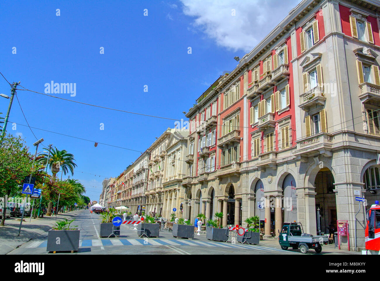 Cagliari, Sardinia, Italy, A cityscape of via roma in Cagliari that is ...