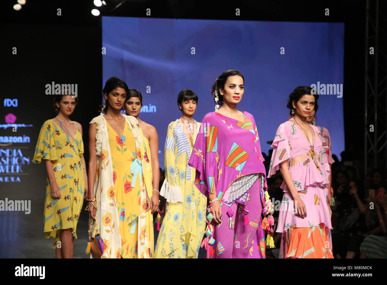 New Delhi, India. 14th Apr, 2018. Models walk on ramp and presenting ...