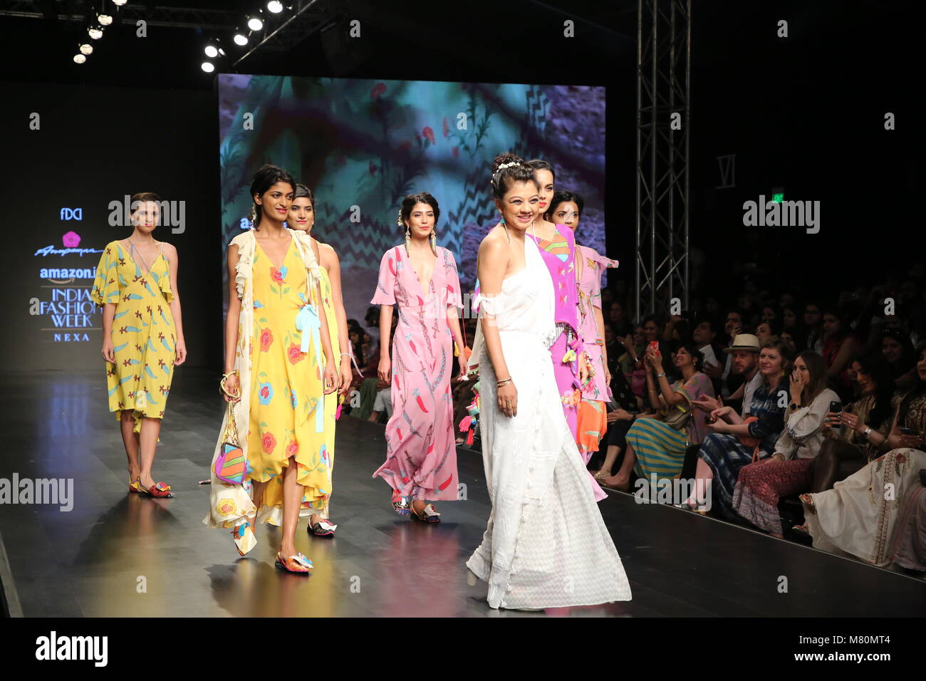 New Delhi, India. 14th Apr, 2018. Models walk on ramp and presenting ...