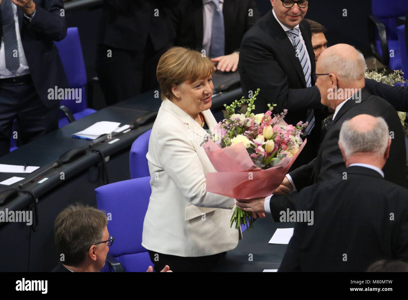 Berlin, Germany. 14th Mar, 2018. Angela Merkel (CDU) was elected for ...