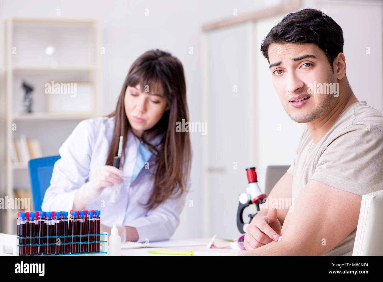 Patient during blood test sampling procedure taken for analysis Stock ...
