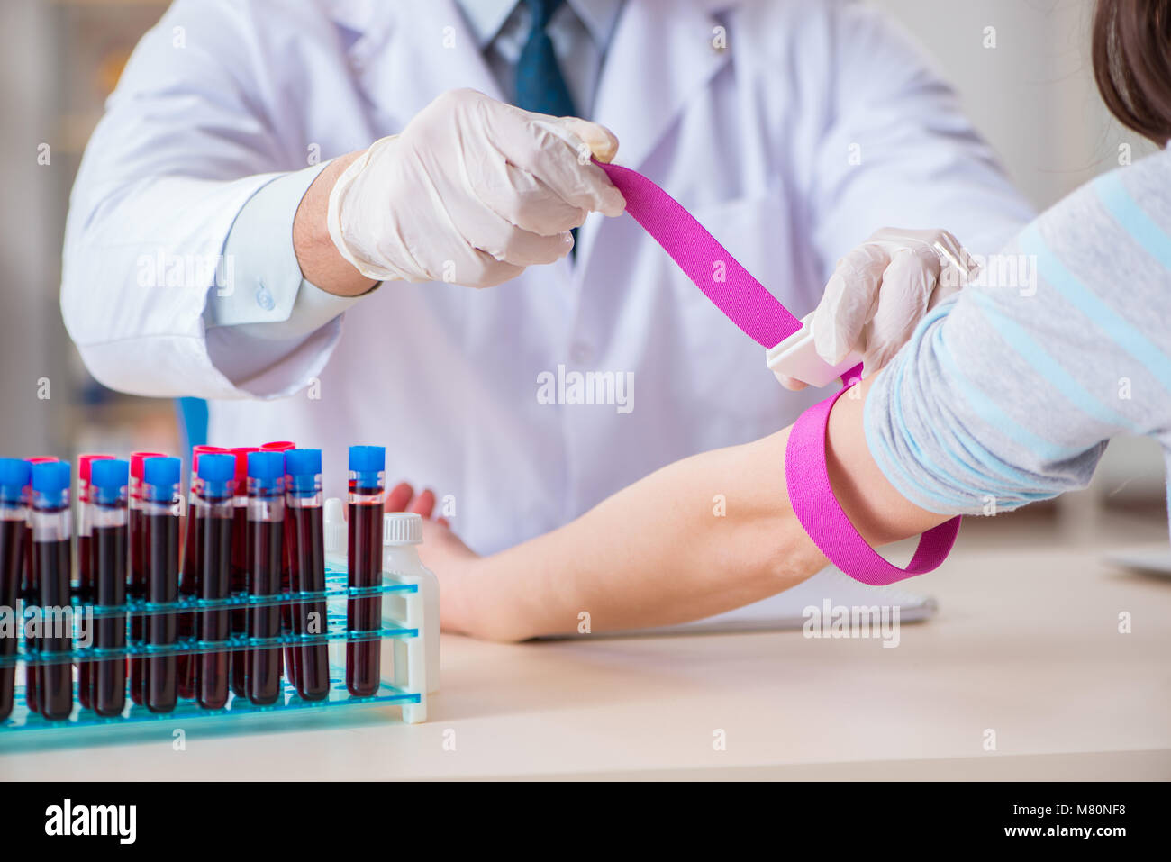 Patient during blood test sampling procedure taken for analysis Stock ...