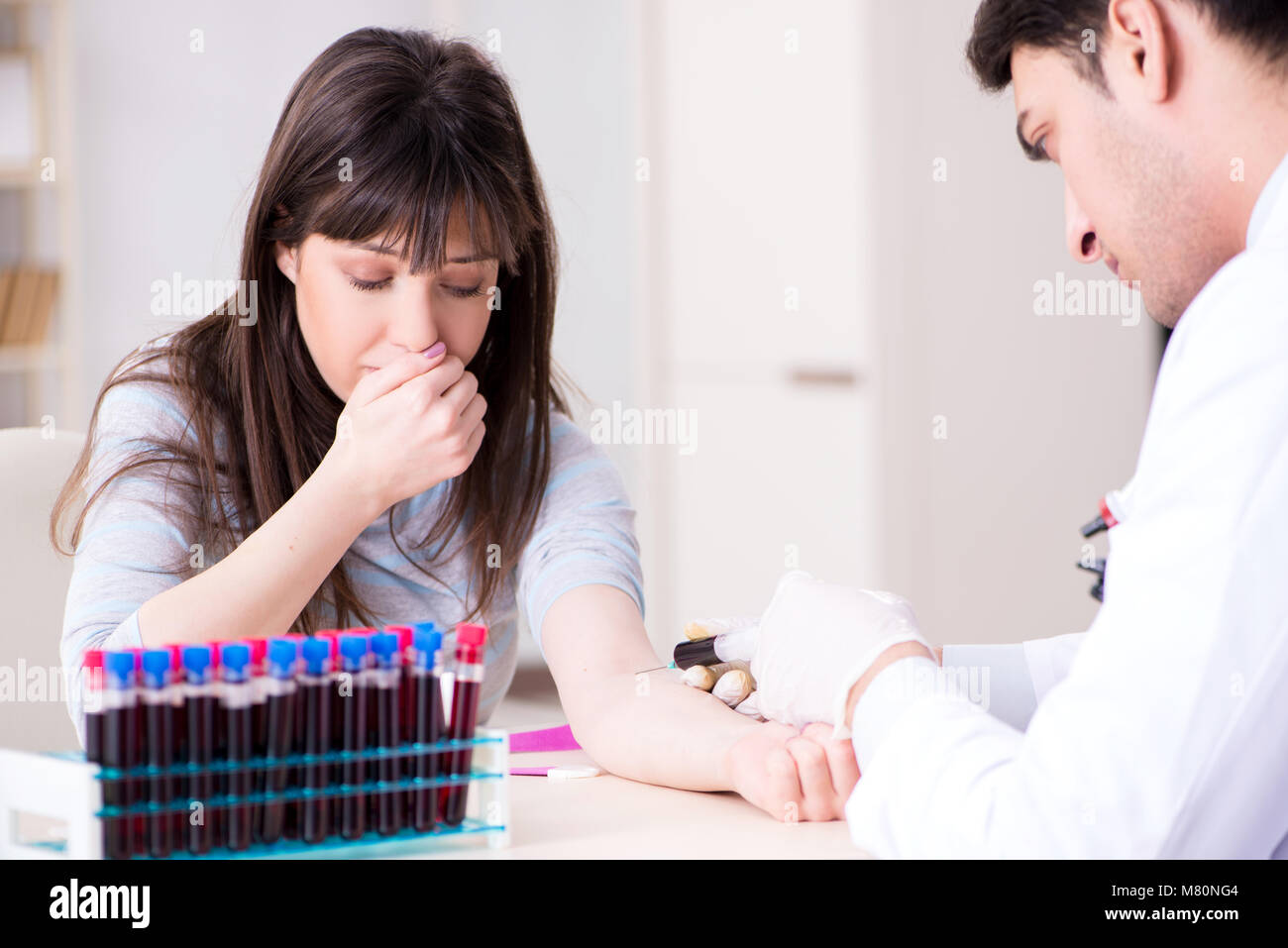 Patient during blood test sampling procedure taken for analysis Stock ...