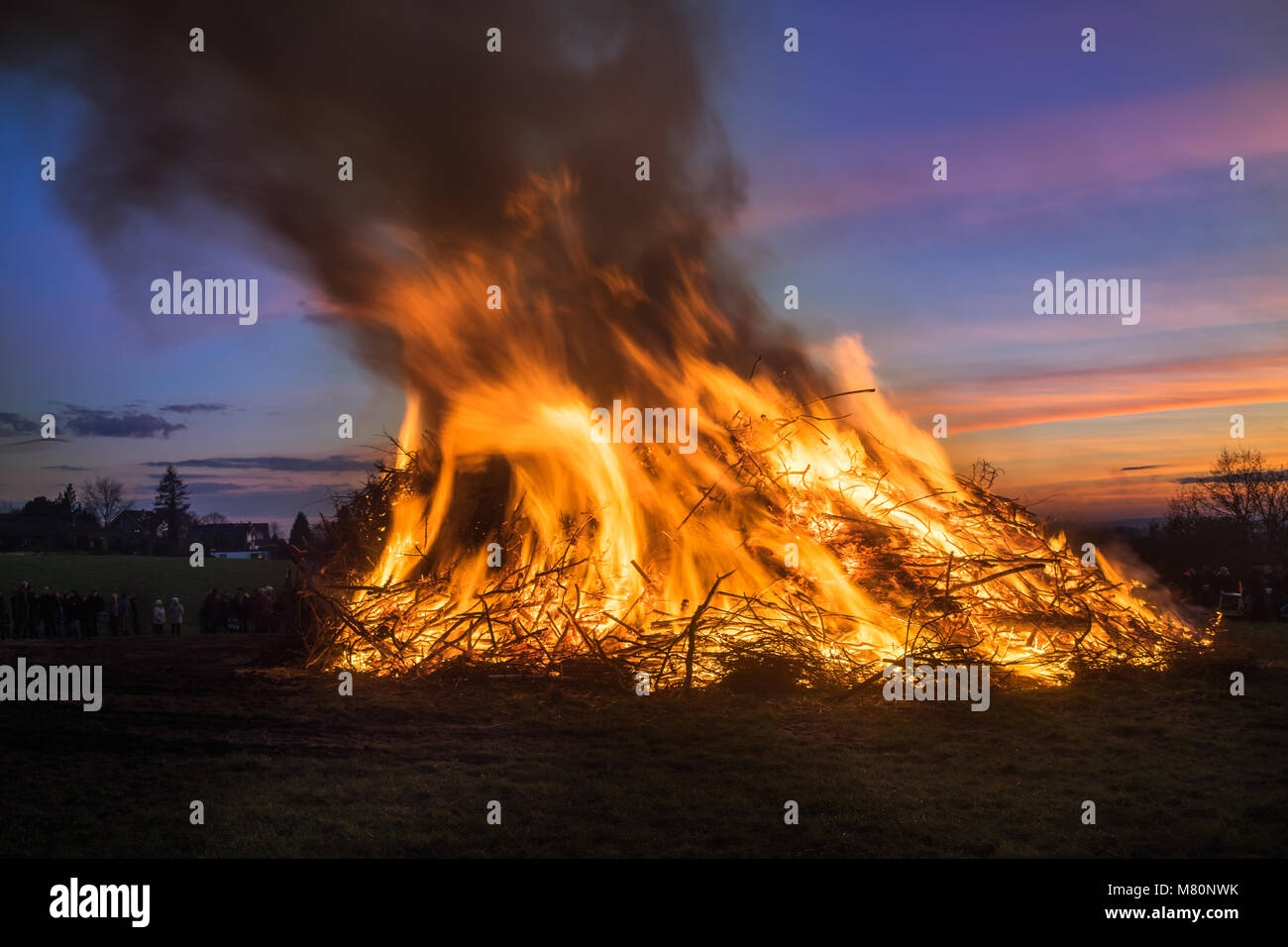old german tradition: big easter fire with high flames Stock Photo - Alamy