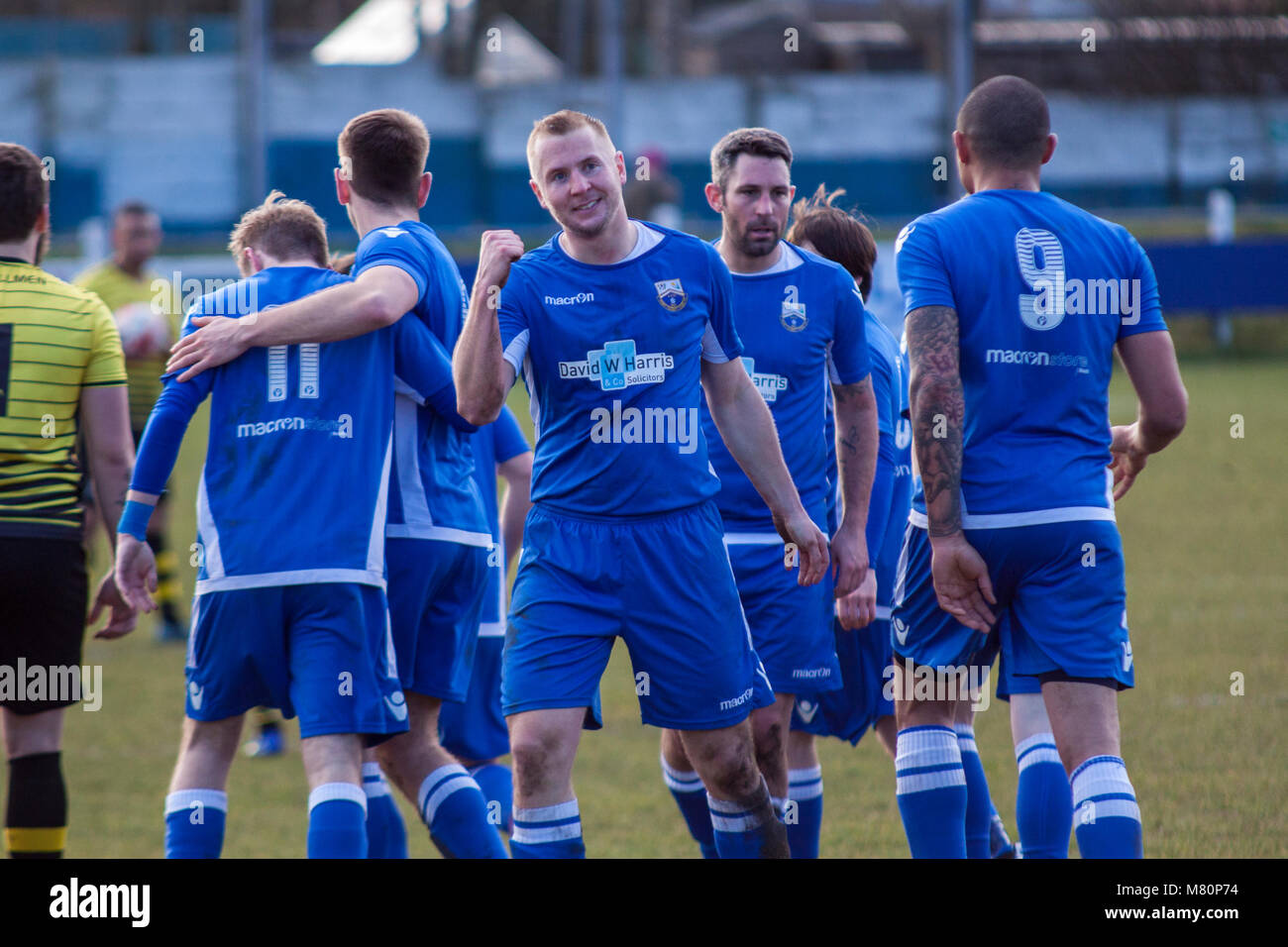 Rhys Owen celebrates towards the 1901 Ultras after Cortez Belle's ...