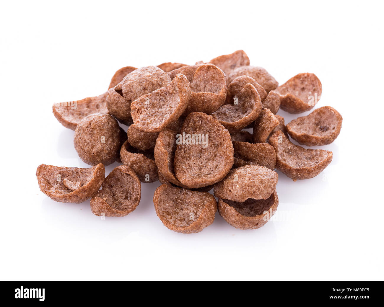 chocolate cereals on white background. Cornflakes Stock Photo - Alamy