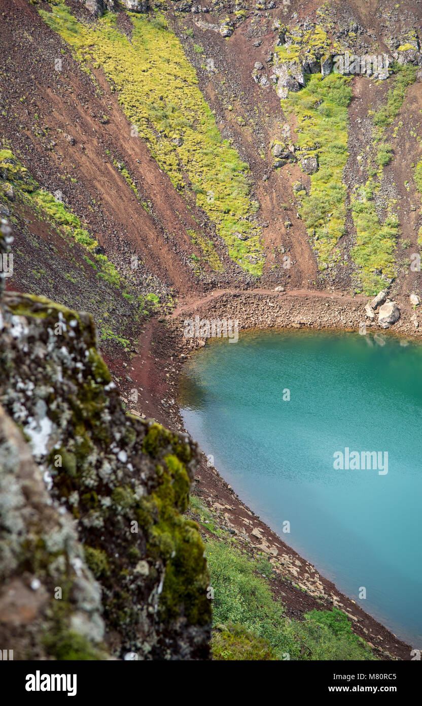 Kerið volcanic crater lake also called Kerid or Kerith in southern ...